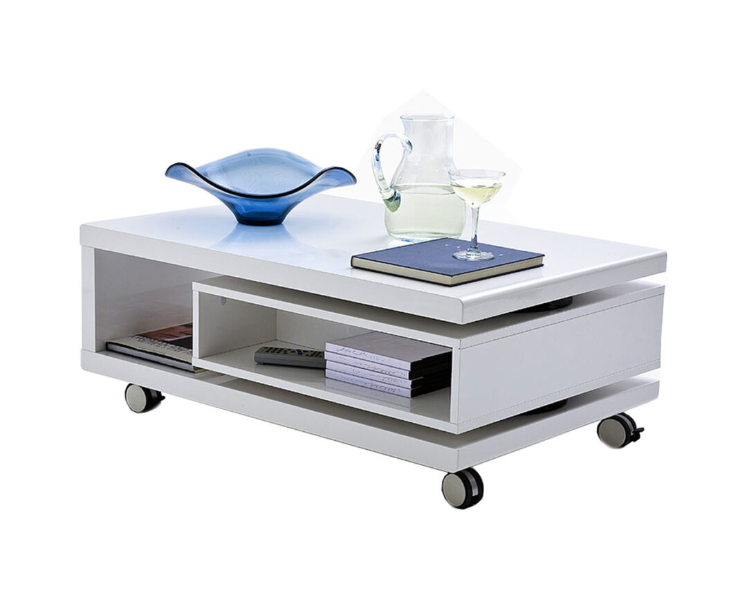 Table basse ronde en bois flotté et verre