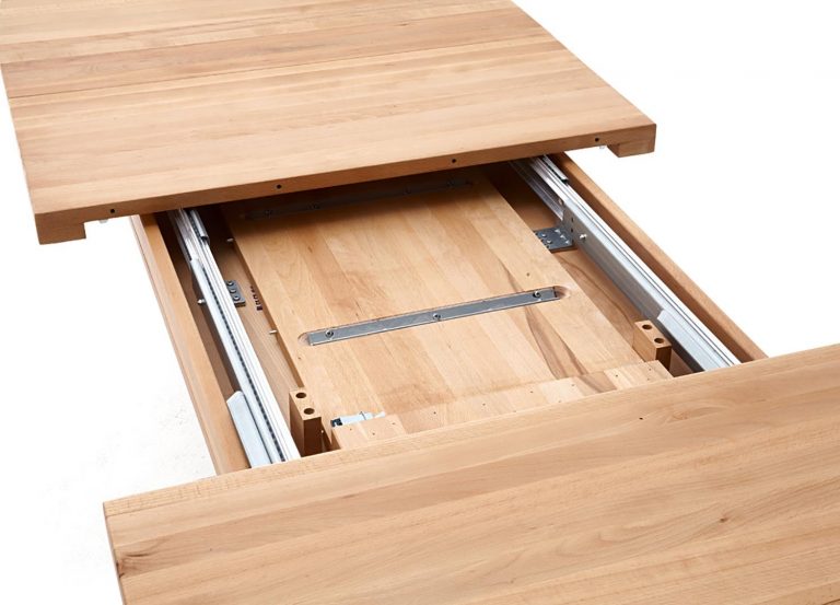 Table de salle à manger rectangulaire en bois massif extensible