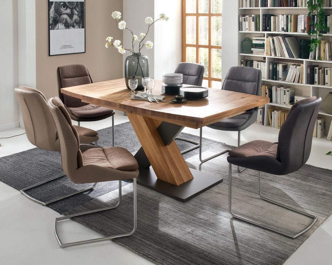 Table blanche ronde extensible moderne avec piétement central