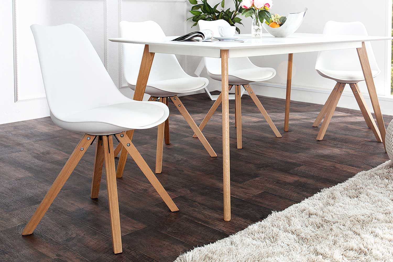 Chaises de séjour avec coque en PVC et assise en simili cuir