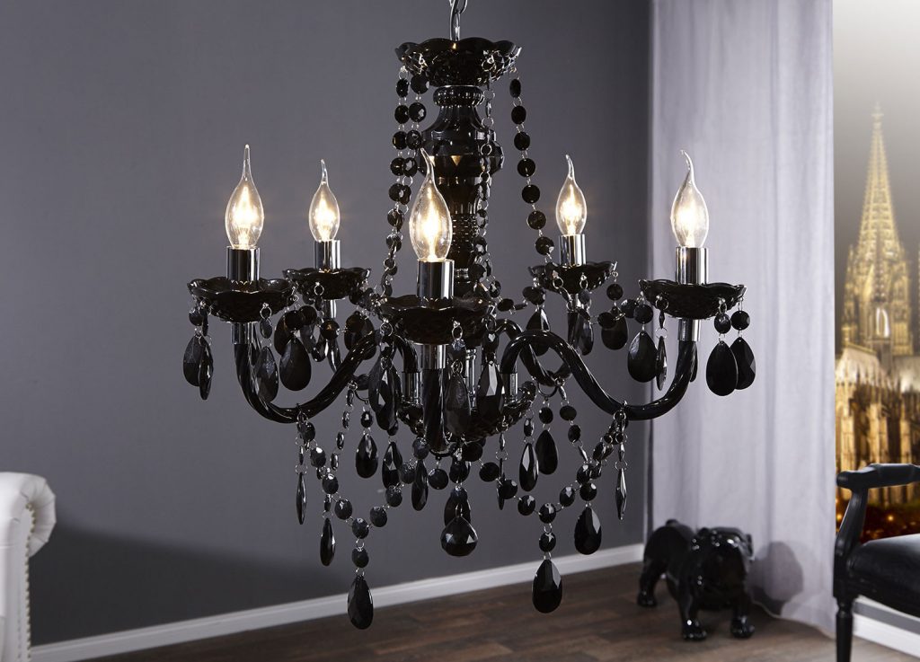 Lustre élégant et moderne en acrylique noir style baroque