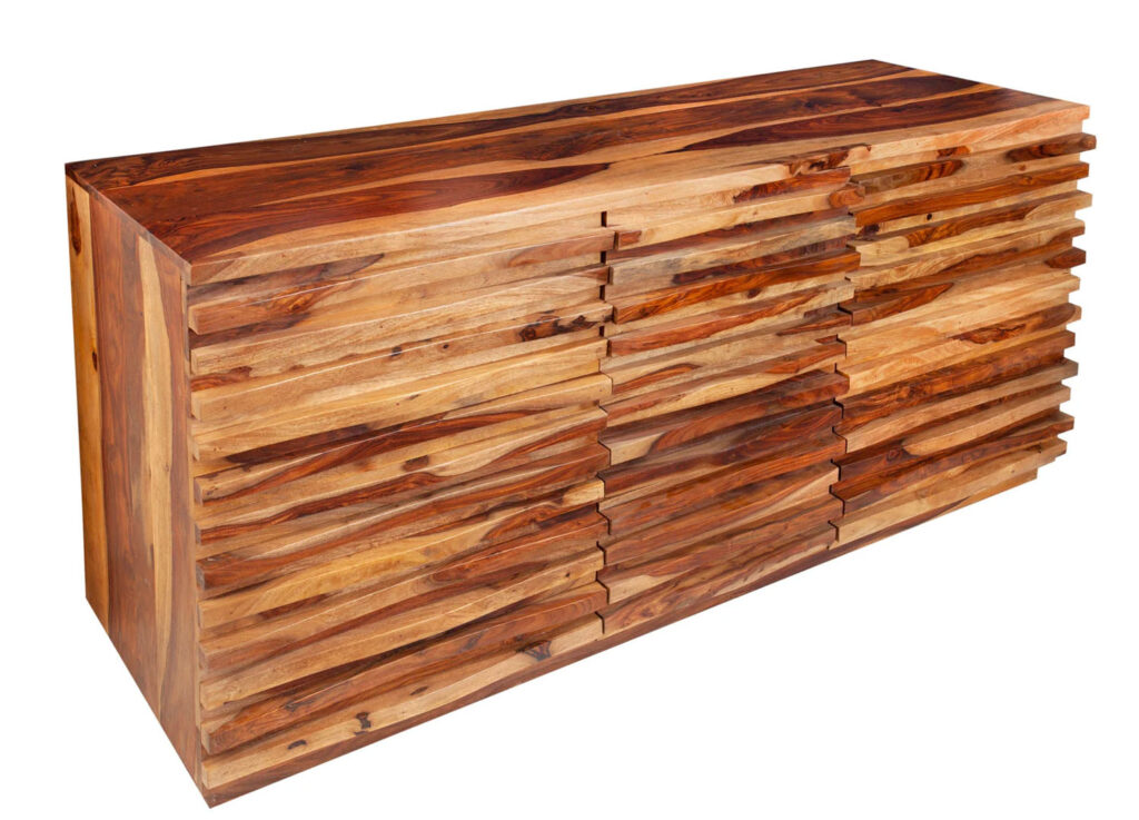 Meuble buffet bois de sesham marron laqué 160 cm style rétro
