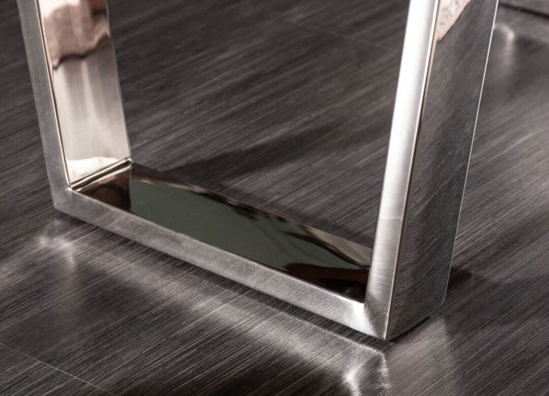 Table de salon en bois d'Acacia huilé avec pieds en acier