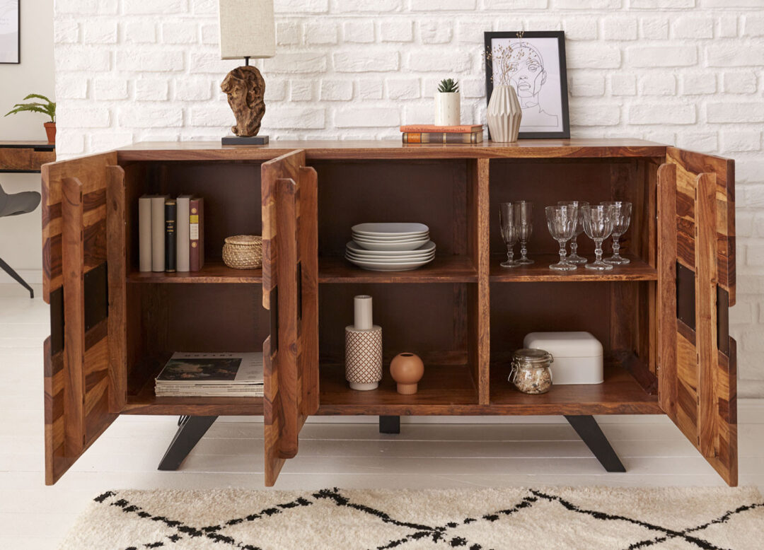 Meuble buffet en bois massif de sesham 3 portes