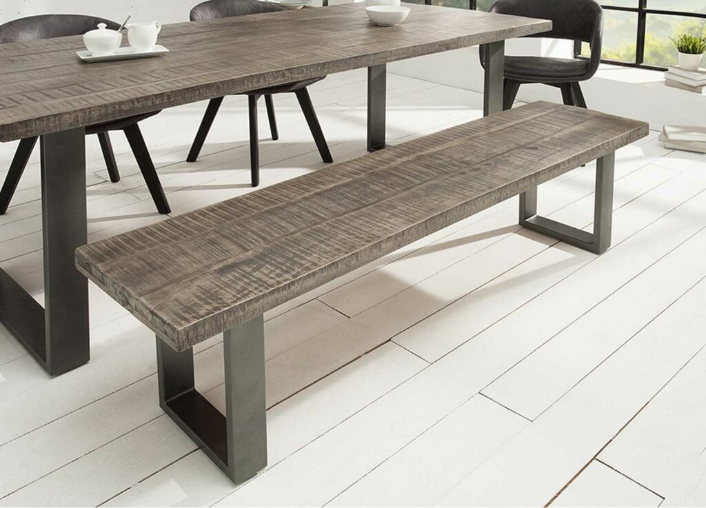 Banc d'intérieur en bois massif de Manguier vernis foncé