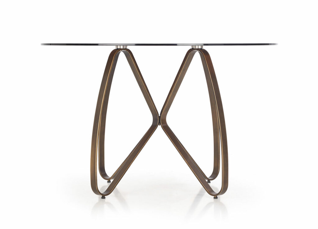 Table de repas ronde en verre 120 cm et pied design