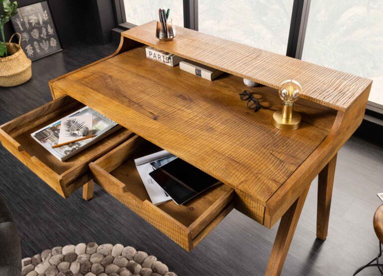 Bureau secrétaire en bois massif de manguier
