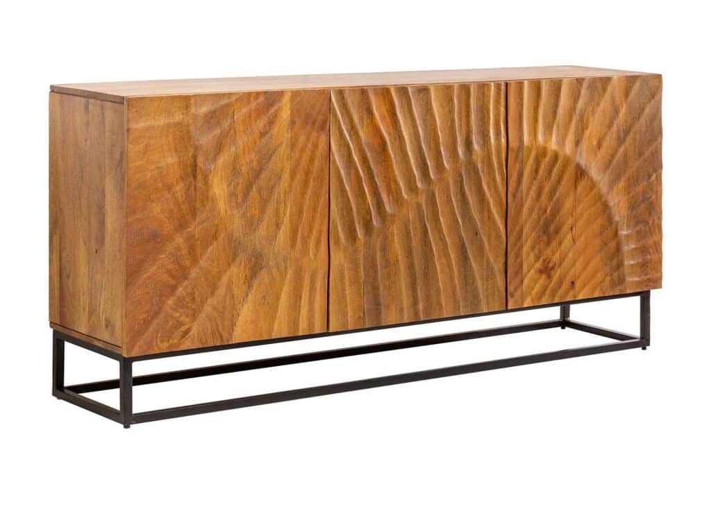 Buffet 140 cm en bois massif façades sculptées 3D