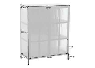 Commode ou vitrine moderne en métal noir et verre strié