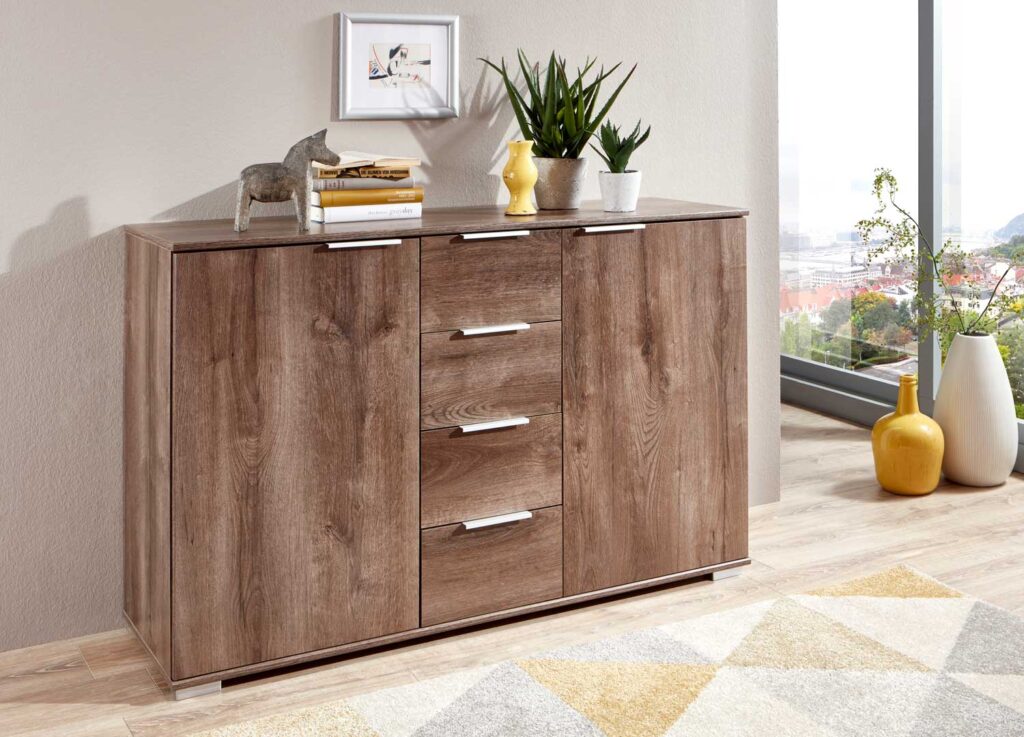 Commode de chambre 6 tiroirs pas cher imitation bois