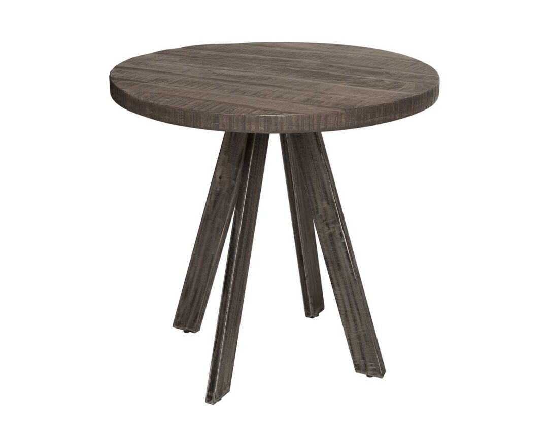 Table à manger ronde 120 cm aspect bois style moderne