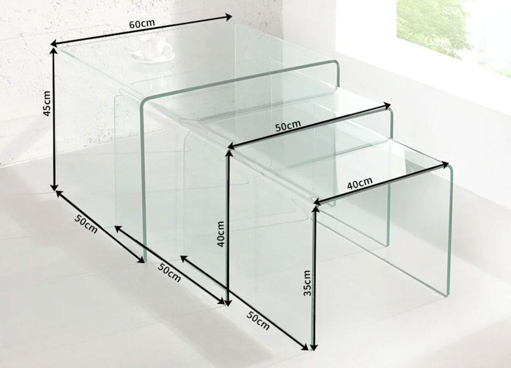 Tables basses empilables en verre sécurit design