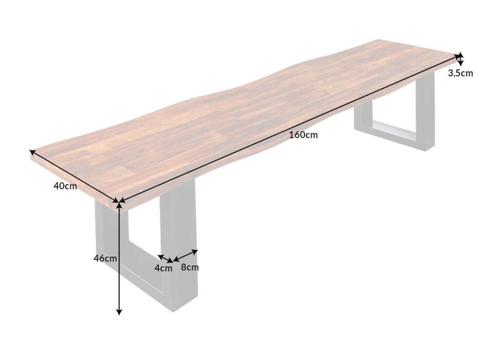 Banc de salle à manger en bois naturel d'acacia huilé 160cm