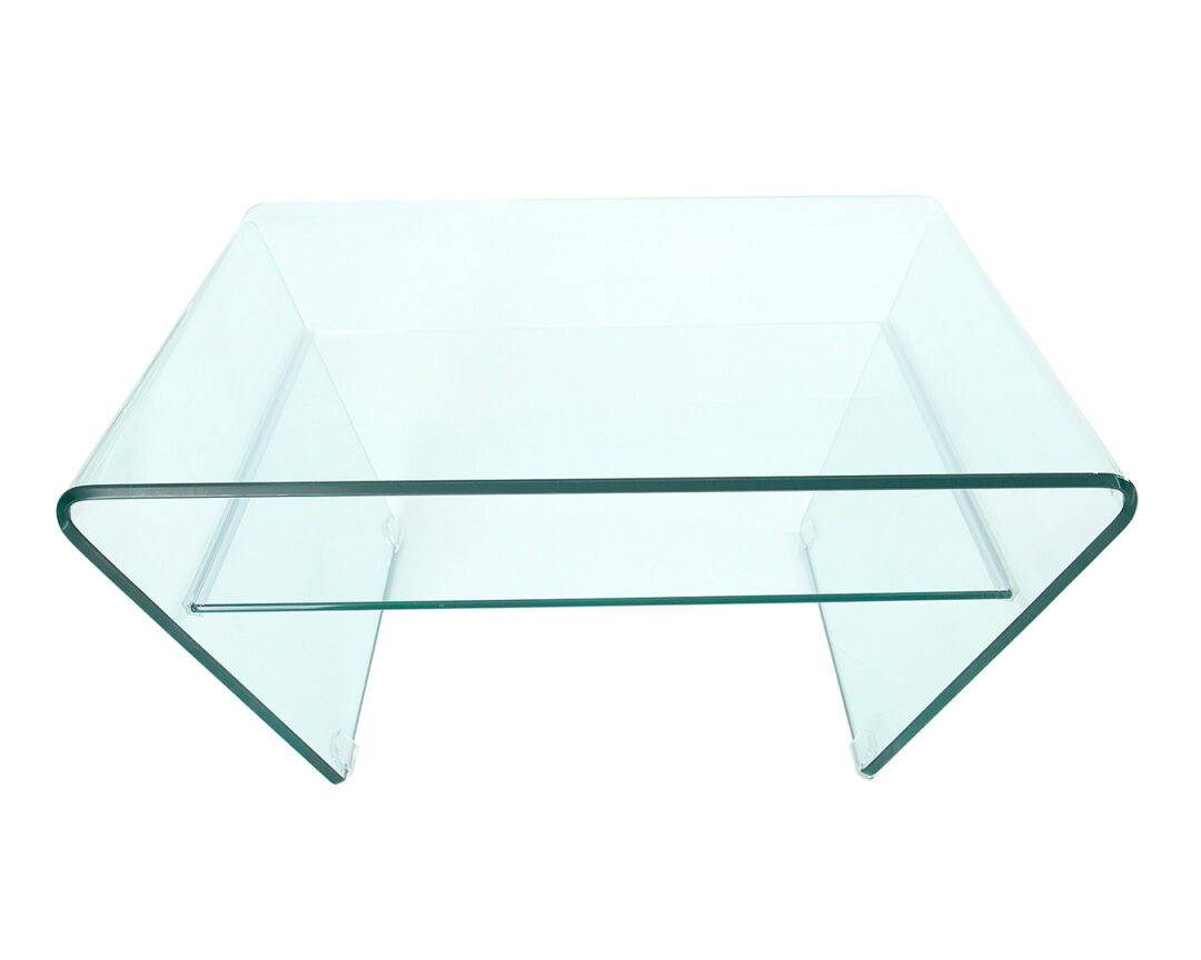 Table basse porte-revues en verre trempé transparent design