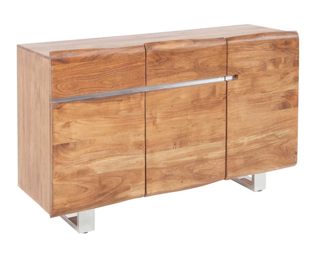 Meuble buffet en bois massif d'acacia 2 portes et 3 tiroirs