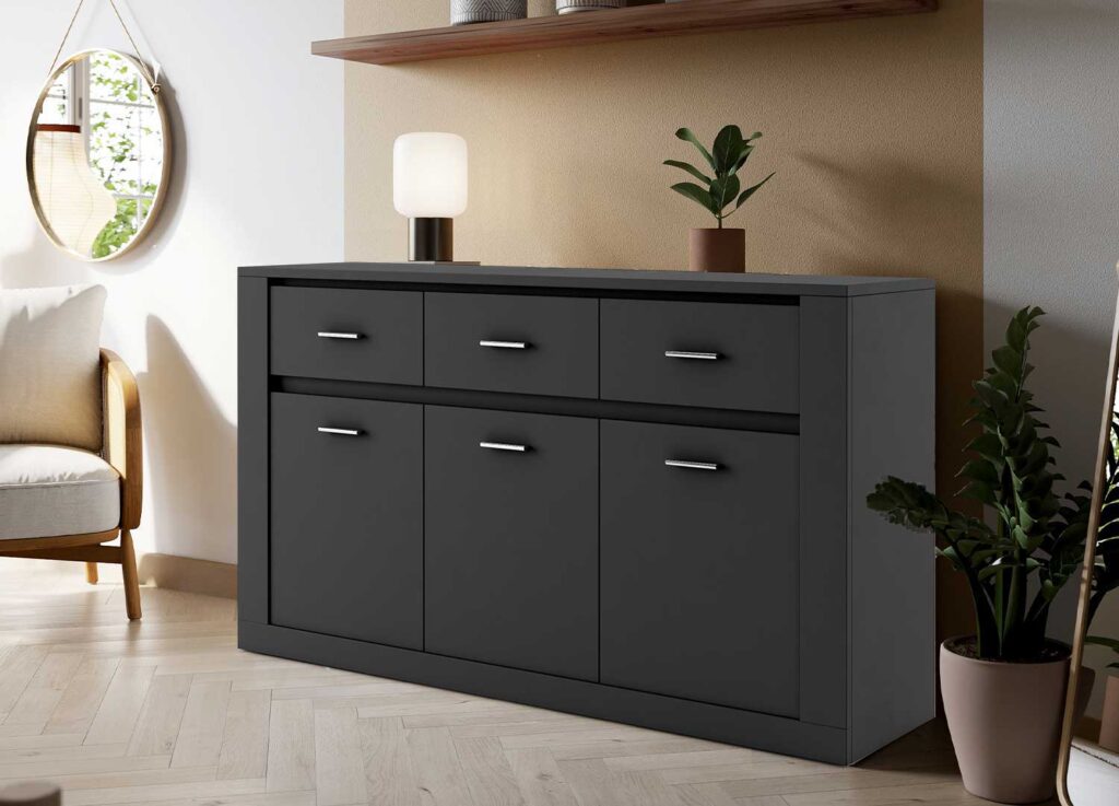 Buffet salon salle à manger noir ou blanc 160 cm