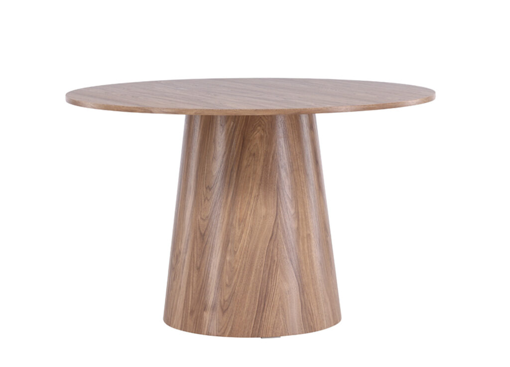 Table à manger ronde 120 cm aspect bois style moderne