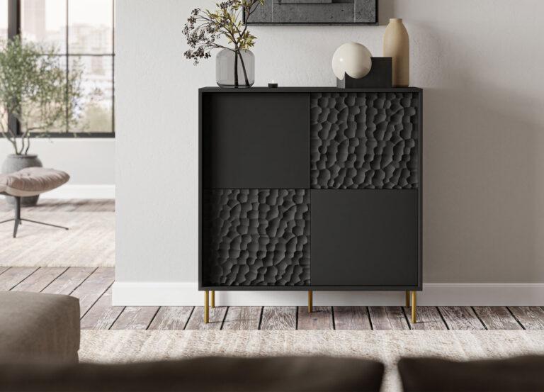 Commode de rangement couleur cachemire et noyer