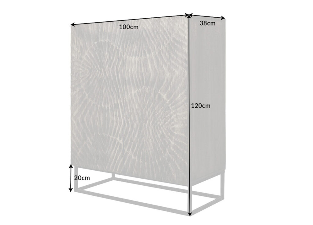 Buffet haut en bois d'acacia grisé et façades sculptées