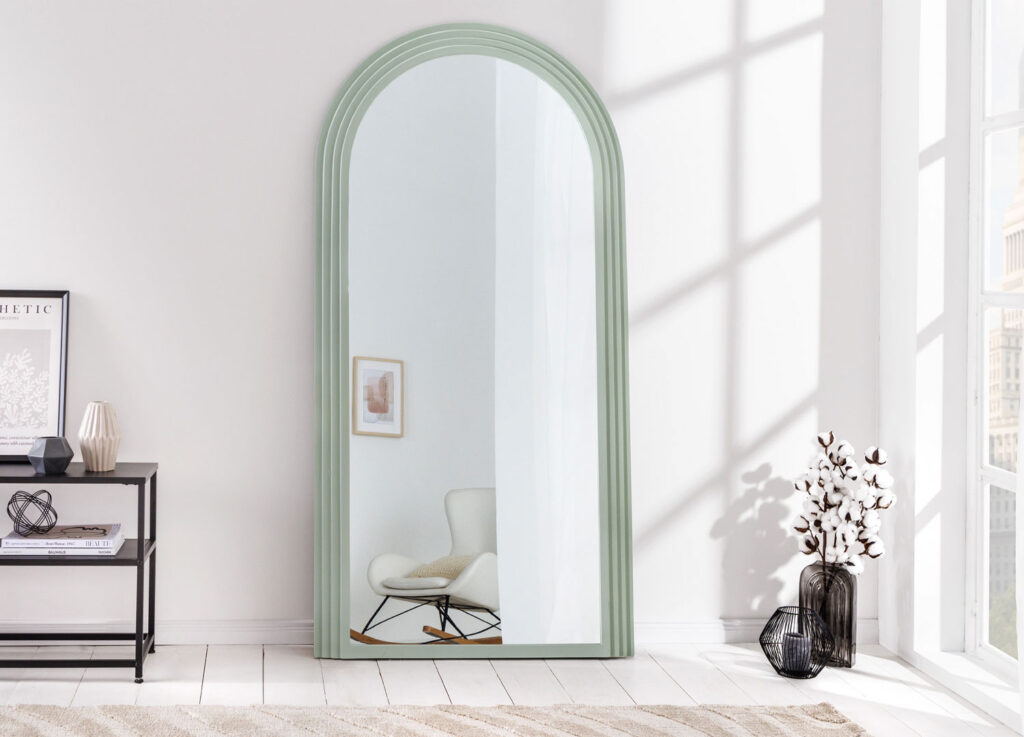 Miroir arche vert sauge moderne