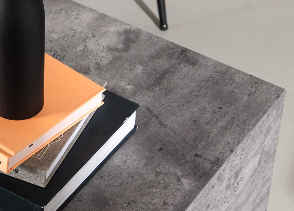 Table basse rectangulaire imitation marbre gris