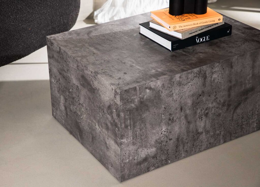 Table basse rectangulaire imitation marbre gris