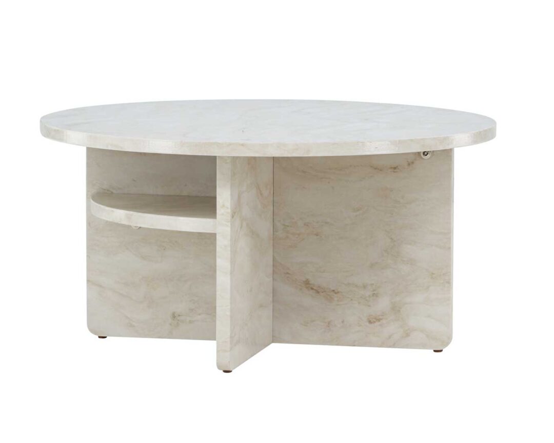 Table basse ovale de 190cm aspect marbre beige moderne