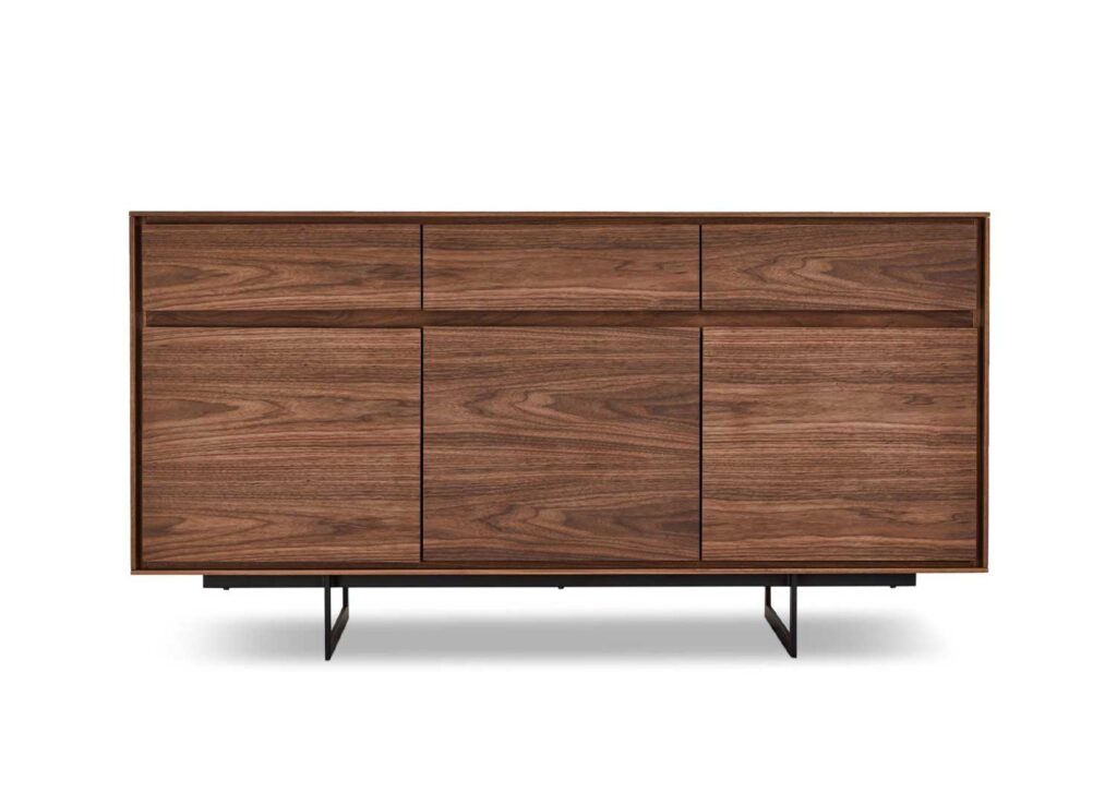 Buffet 155cm en bois aspect noyer foncé moderne