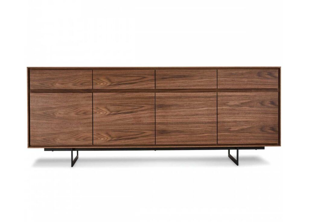 Buffet 205cm en bois aspect noyer foncé moderne