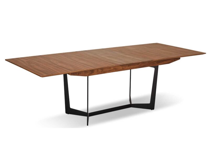 Table de repas extensible jusqu'à 2m50 aspect bois de noyer