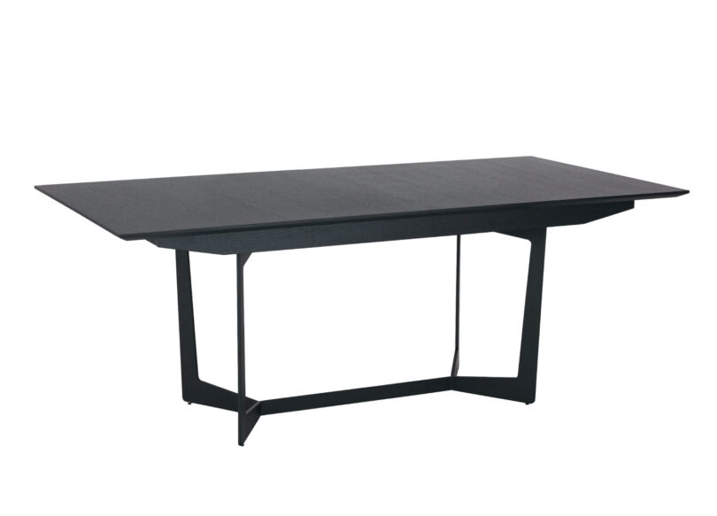 Table de repas extensible jusqu'à 2m50 aspect bois noir