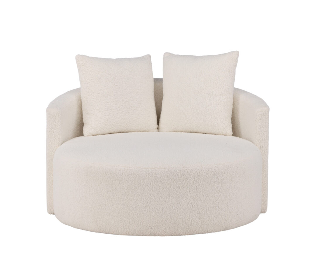 Canapé 3 places en tissu bouclé blanc pieds dorés moderne