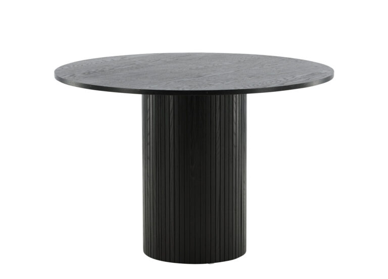 Table à manger ronde de 110cm en bois noir moderne
