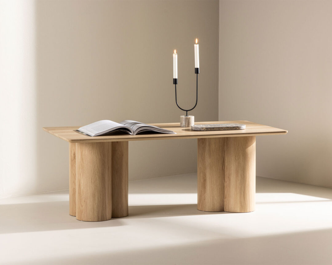 Table basse ovale de 190cm aspect marbre beige moderne