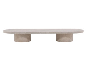 Table basse ovale de 190cm aspect marbre beige moderne
