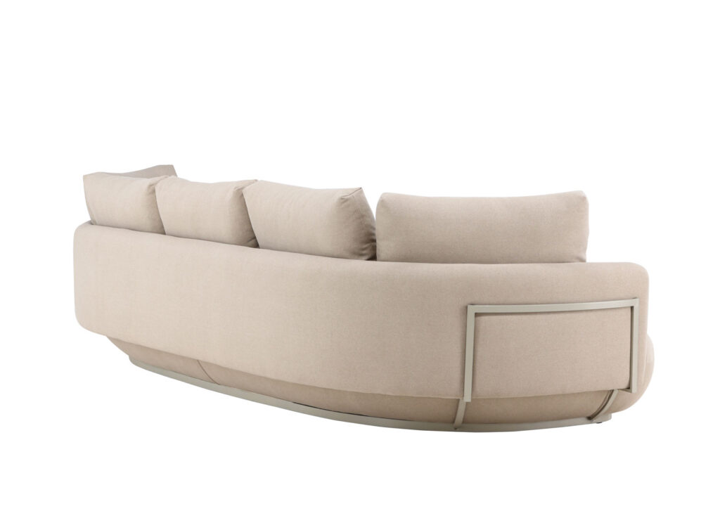 Canapé 4 places en tissu texturé beige/taupe forme haricot