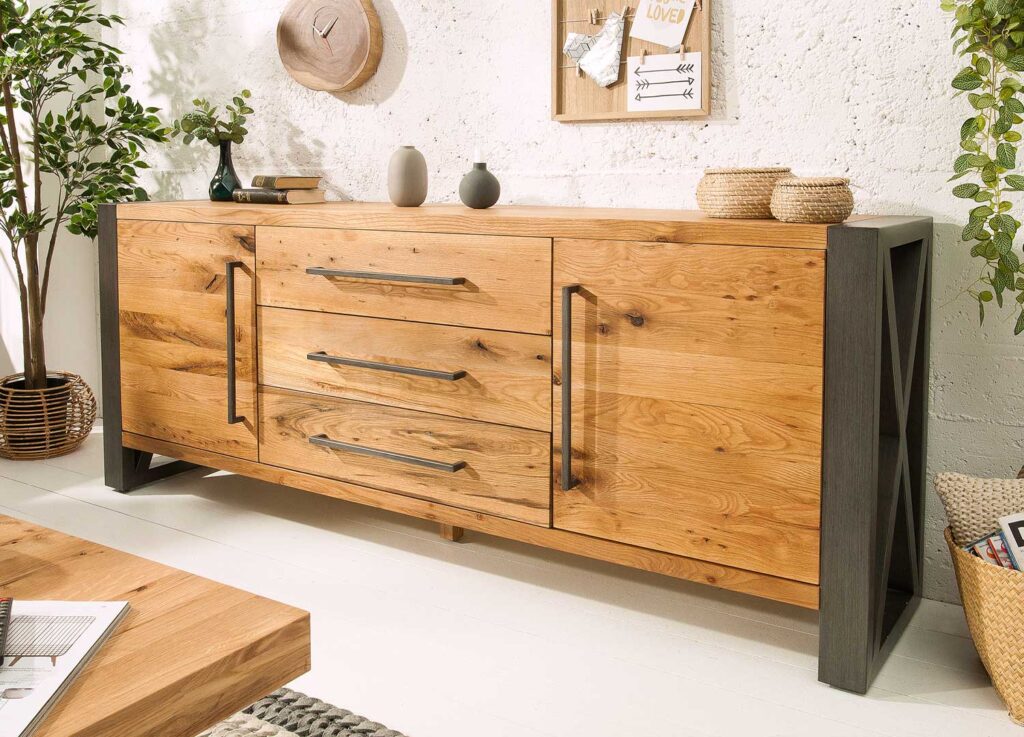 Buffet 200cm bois de chêne massif naturel